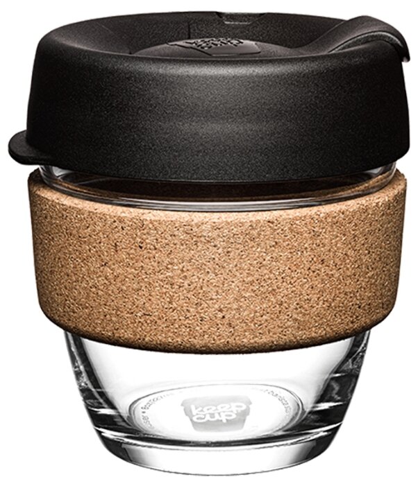Кружка для чая и кофе с собой стеклянная Keep Cup Brew Cork S 227 мл Black с крышкой