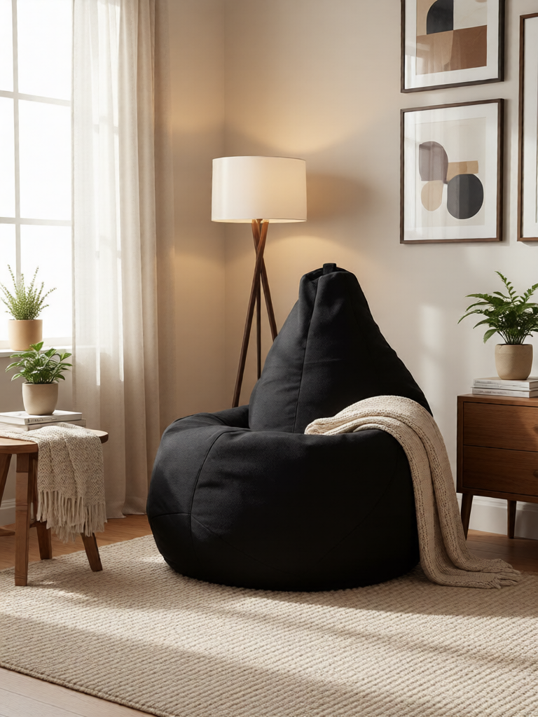 Кресло-мешок Мир Пуффов «Груша» размер- XXXXL Велюр Черный с ручкой для переноски