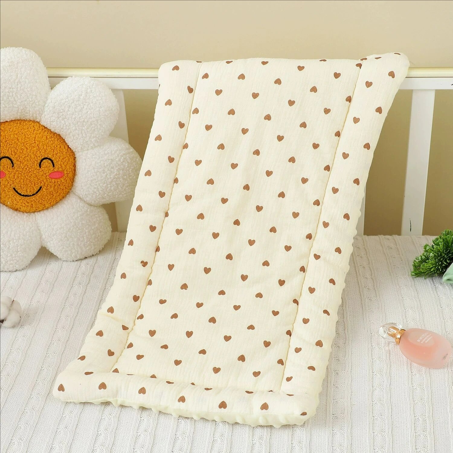 Детская подушка для коляски с рисунком медведя Бежевый, style 7