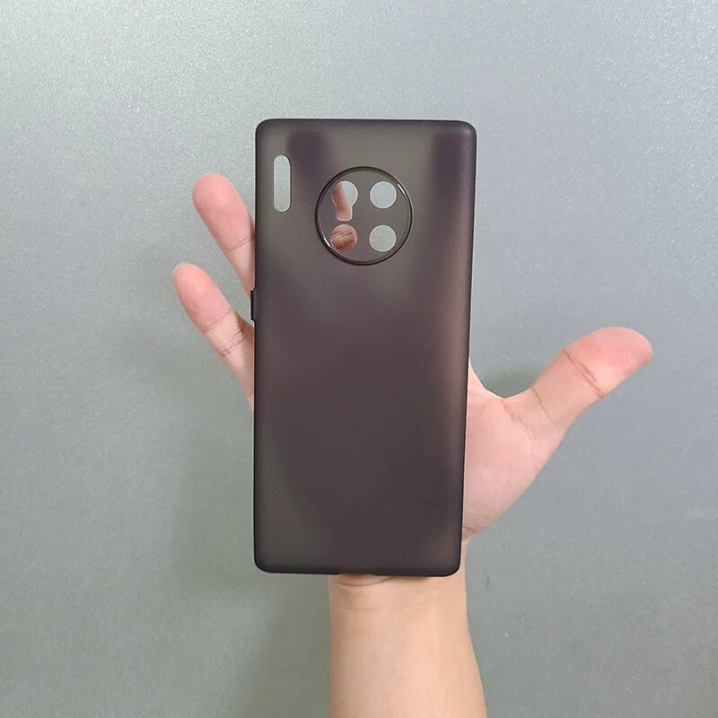 Чехол для Huawei Mate 30 Pro матовый прозрачный черный, тонкий 0.5 мм защитный чехол