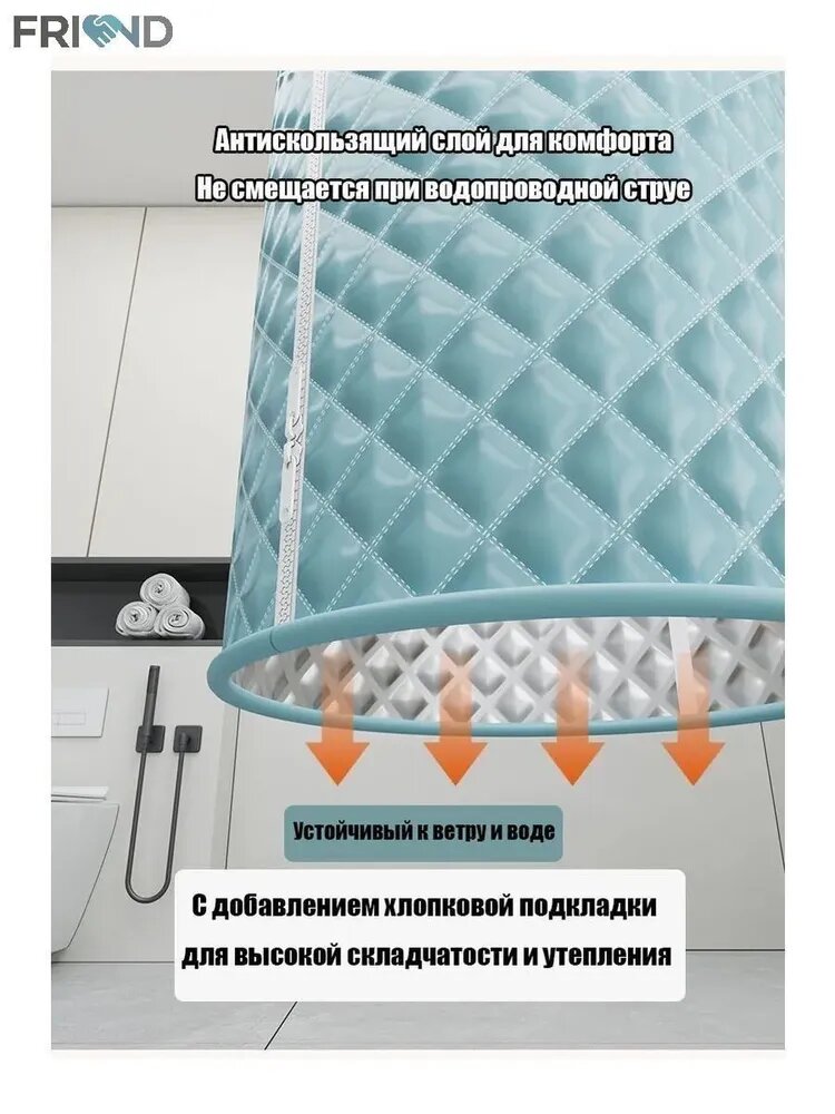 Душ садовый складной, душевая кабина для дачи 200х80 см водонепроницаемая с раздевалкой, синяя — фото 1