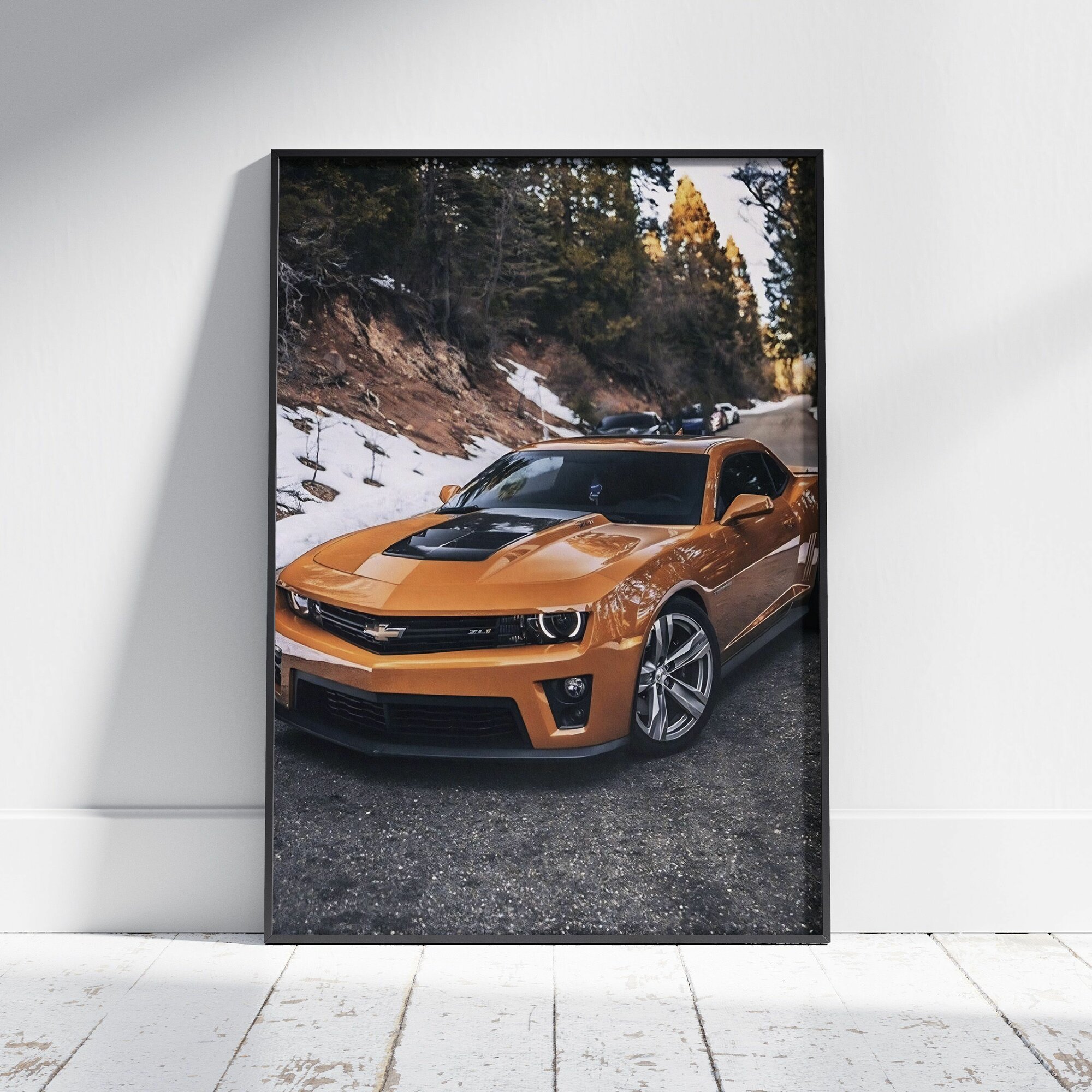 Плакат на стену для интерьера Культовые машины (Chevrolet Camaro 7) - Постер по легендарным и классическим ретро автомобилям формата А3 (30x42 см)