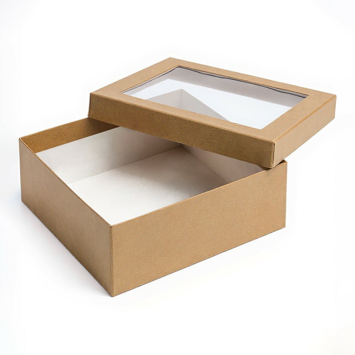 Коробка подарочная Крафт 210х210х110 см с прозрачным окном