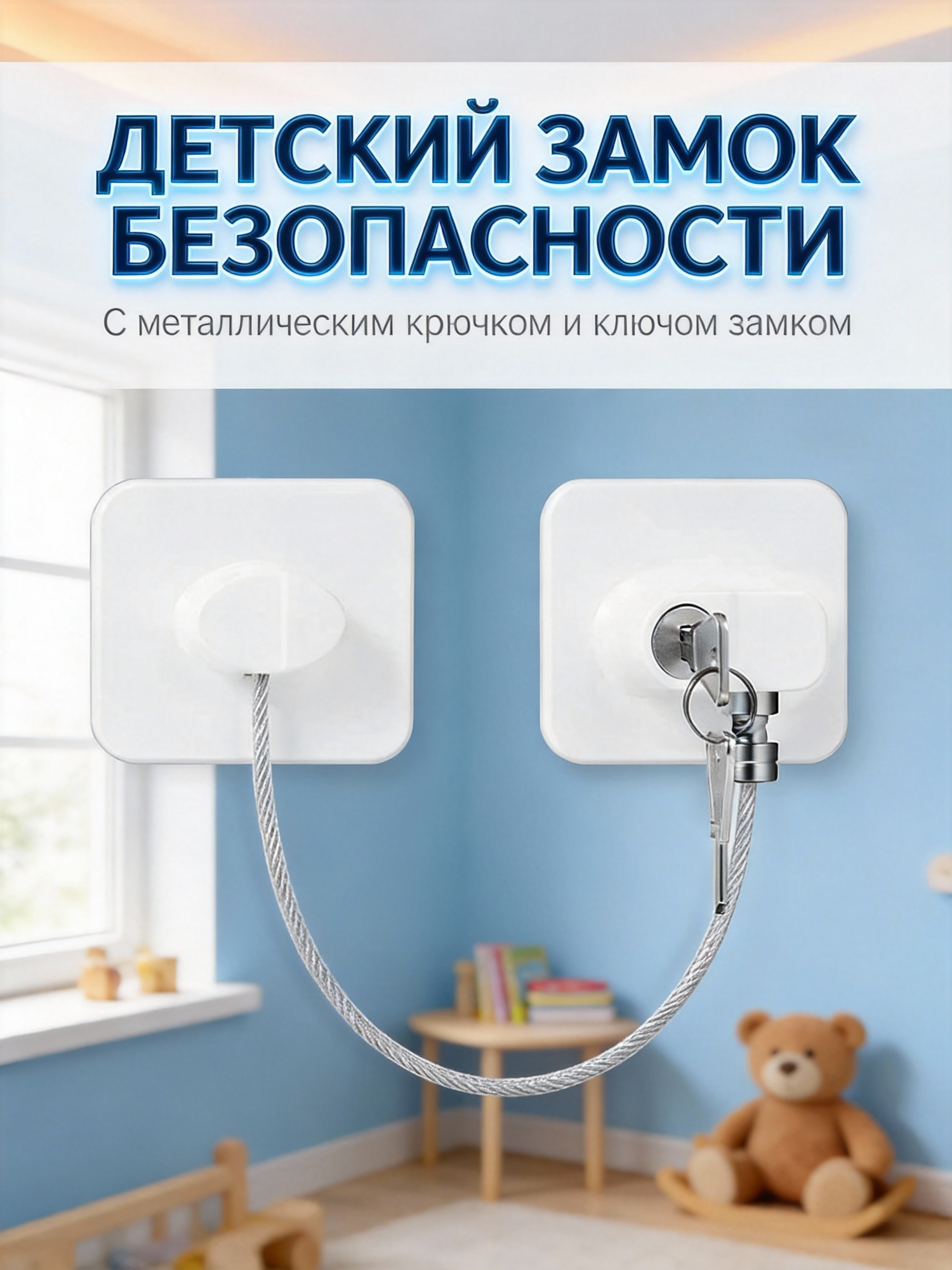 Детский замок безопасности с металлическим ключом или кодовый вариант, защита шкафов и холодильника без сверления для гладких поверхностей