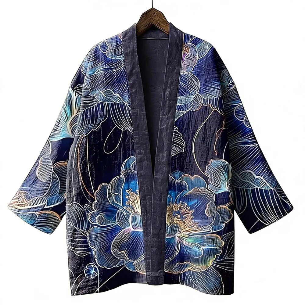 Кимоно кардиган темно-синий XL, Haori Jacket15