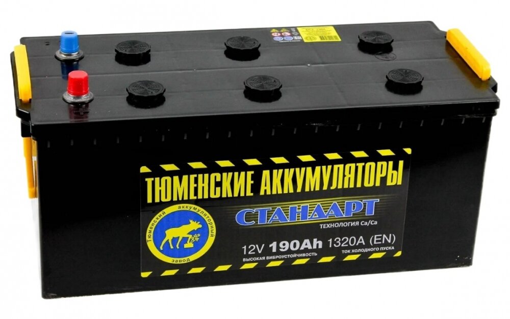 Аккумулятор автомобильный TYUMEN BATTERY STANDARD 190 А/ч 1320 А обр. пол. конус (4) Росс. авто (518x228x236)