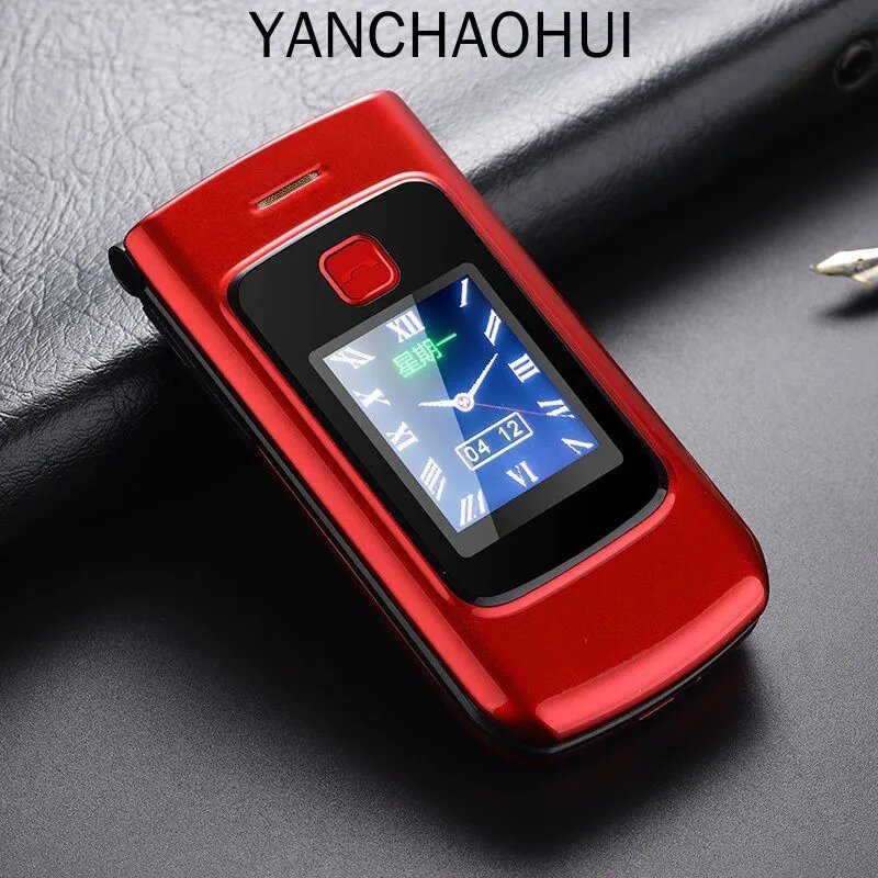 YEEMI Мобильный телефон, красный, 2 SIM, Bluetooth 4.0, FM-радио, фонарик, 2.6 дюйма