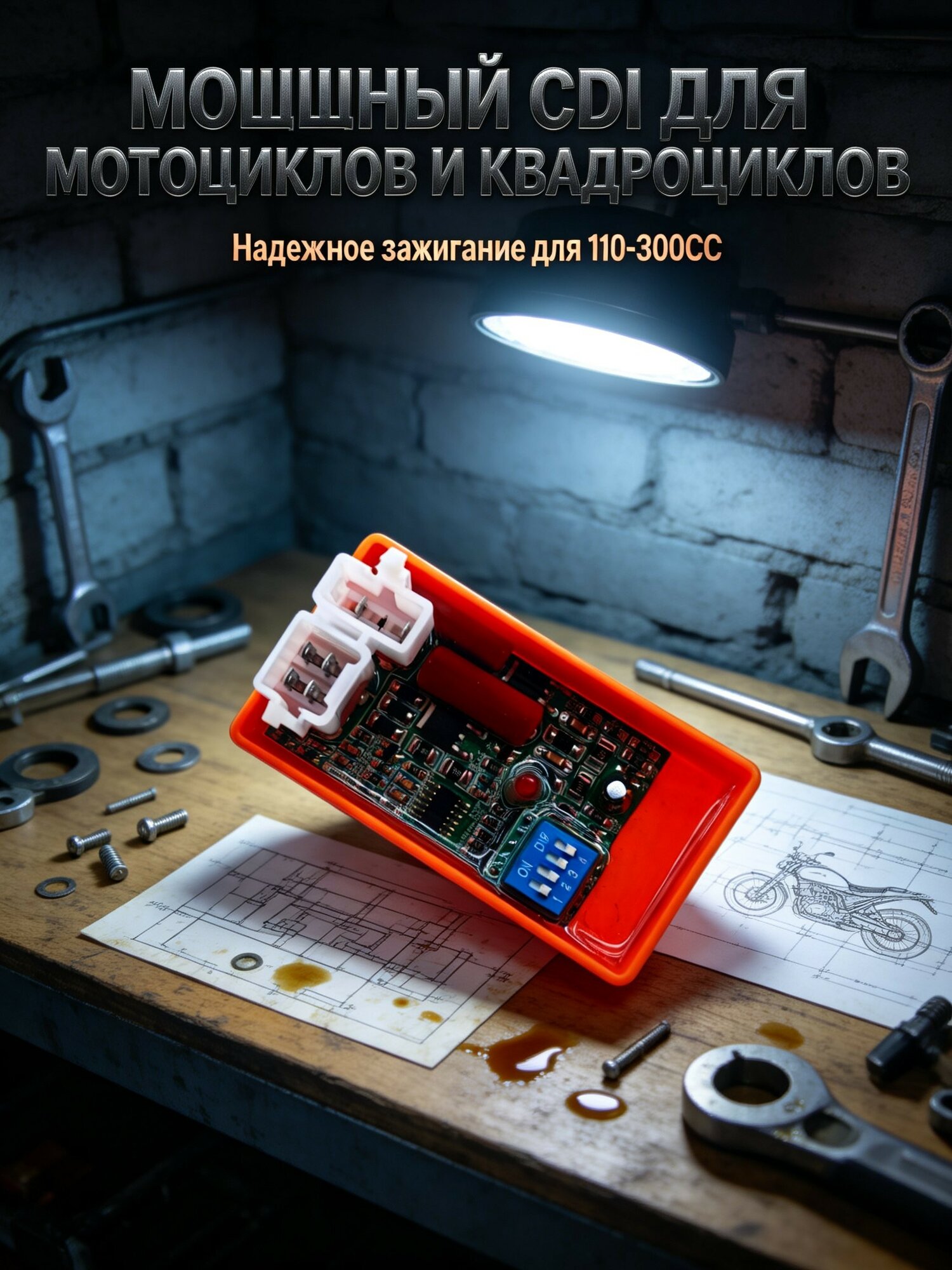 6-контактный CDI-блок с двойным выходом для мотоциклов и квадроциклов 110CC-300CC, быстрая установка и регулировка скорости DIP