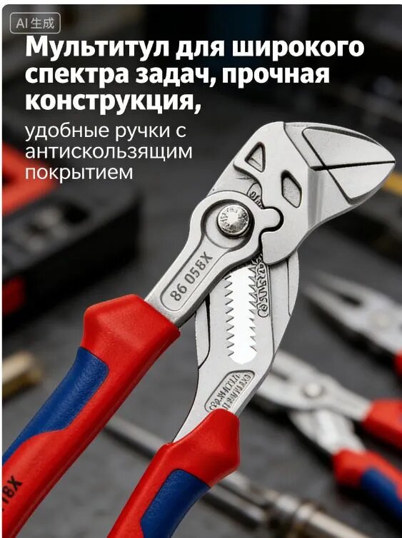 Разводные плоскогубцы гаечный ключ, губка 40 мм, длина 18 см, 1 штука