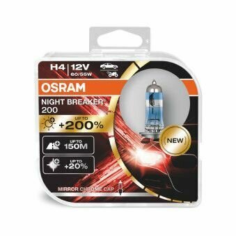 Лампа 12V H4 60/55W +200% P43t OSRAM NIGHT BREAKER 2 шт. DUOBOX 64193NB200HCB