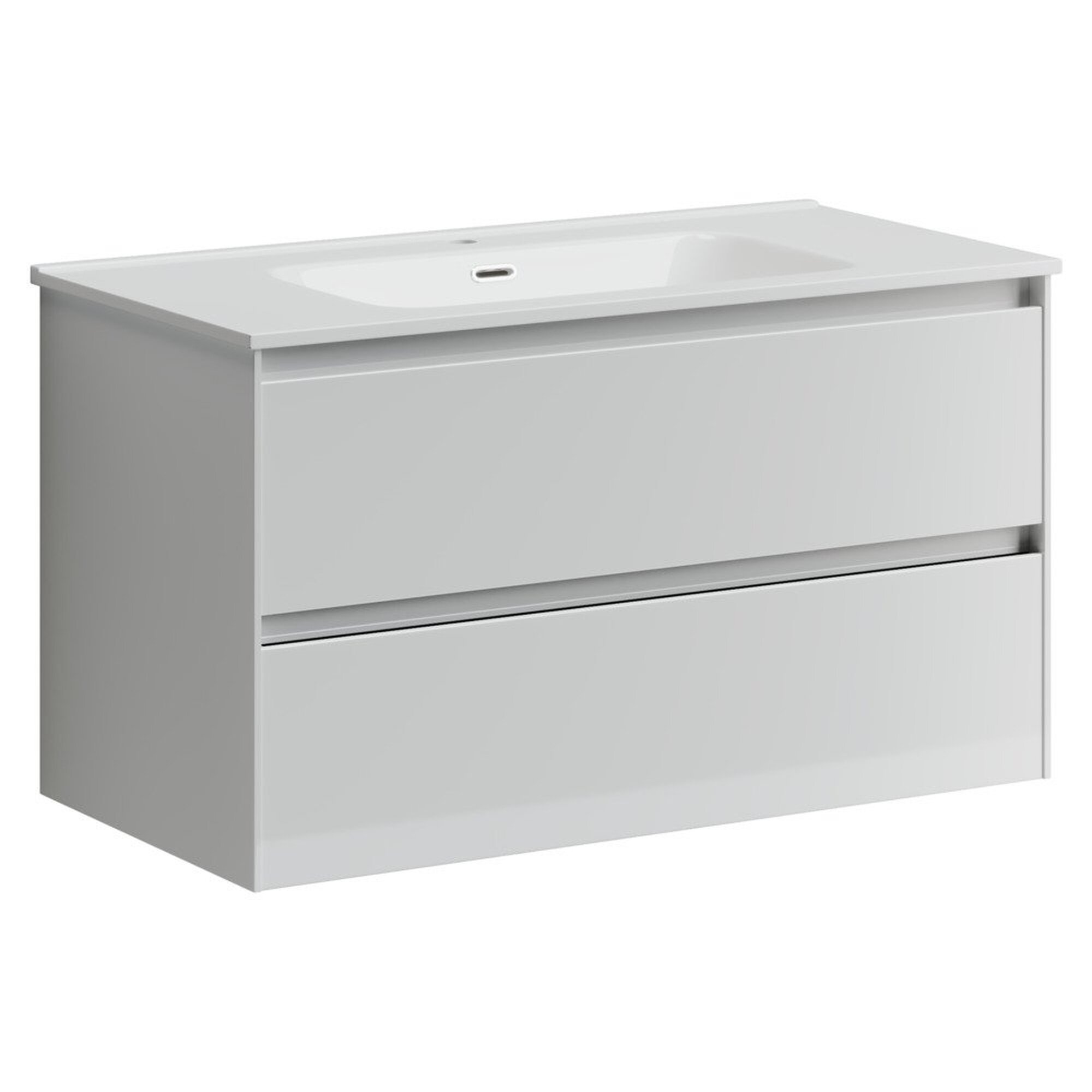 Тумба подвесная Sancos Cento 890х450х500 мм, 2 ящика, доводчики, белый глянец, (без раковины) (CN90W)