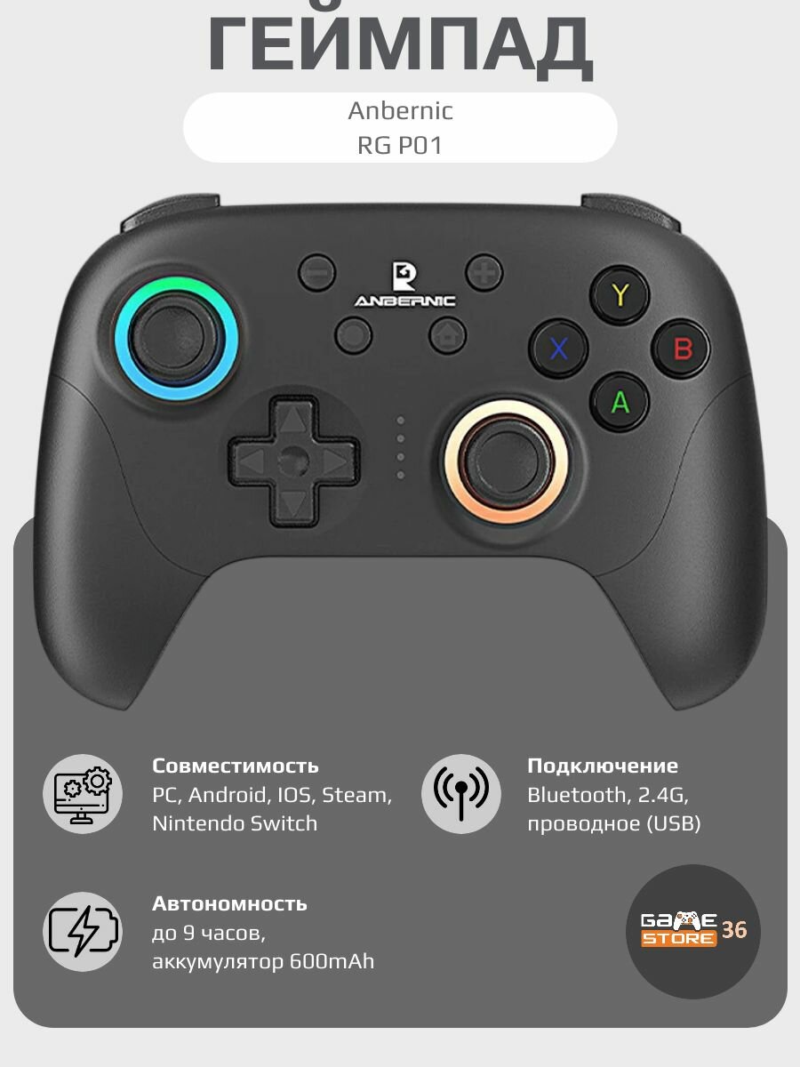 Anbernic geympad rg p01 bluetooth provodnoy chernyy
