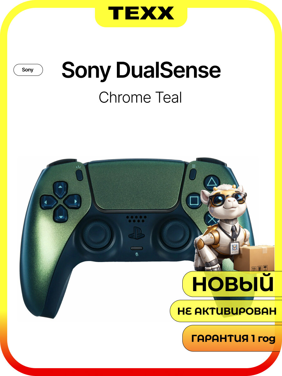 Геймпад Sony DualSense Chrome Teal для PS5, беспроводной, бирюзовый хром, тактильная отдача, адаптивные триггеры
