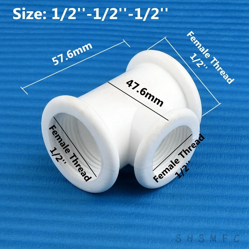 Пластиковый тройник для водопровода SHSMFC, белый, 1/2"