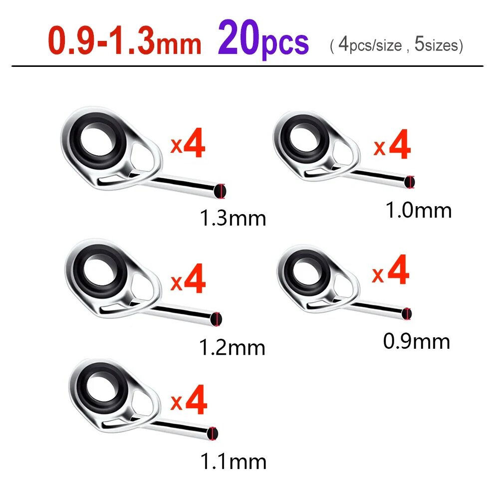 Направляющие кольца для удочек 0.9-1.3mm, 20шт