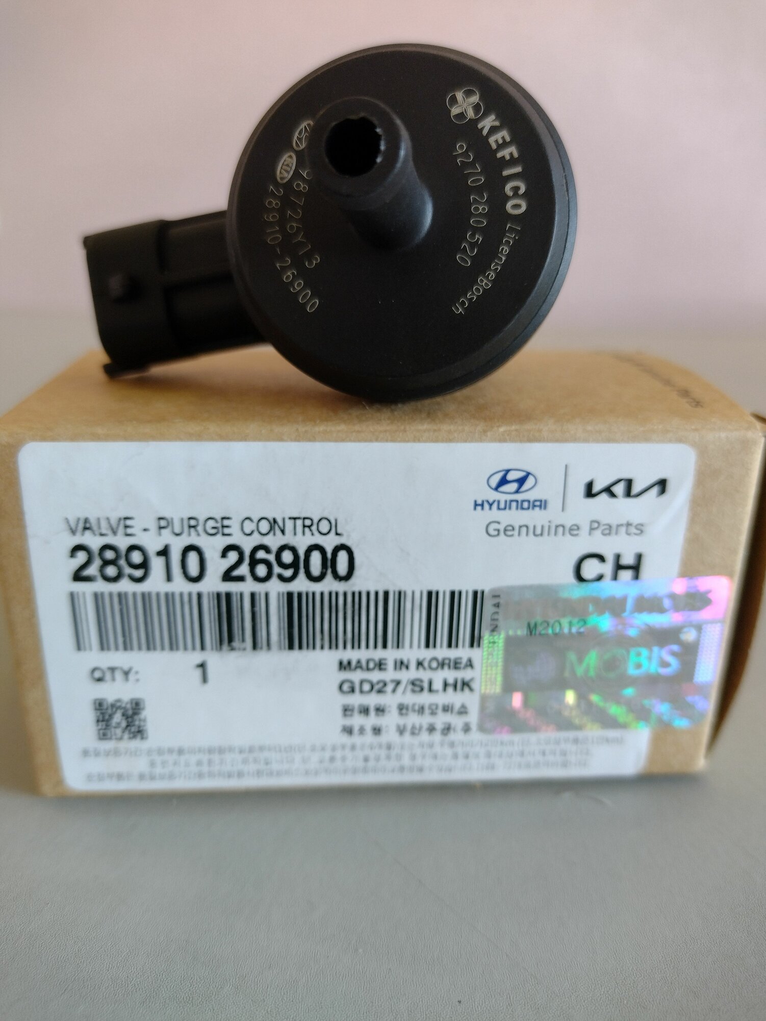 Клапан электромагнитный адсорбера Hyundai-KIA 2891026900
