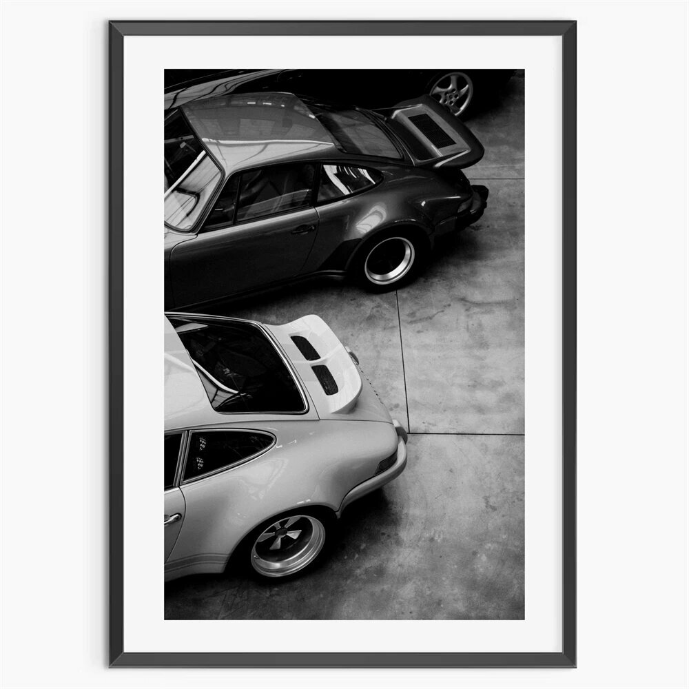 Ретро постер с девушкой в автомобиле на холсте Серый, ZP3027-13, 50X70cm no frame