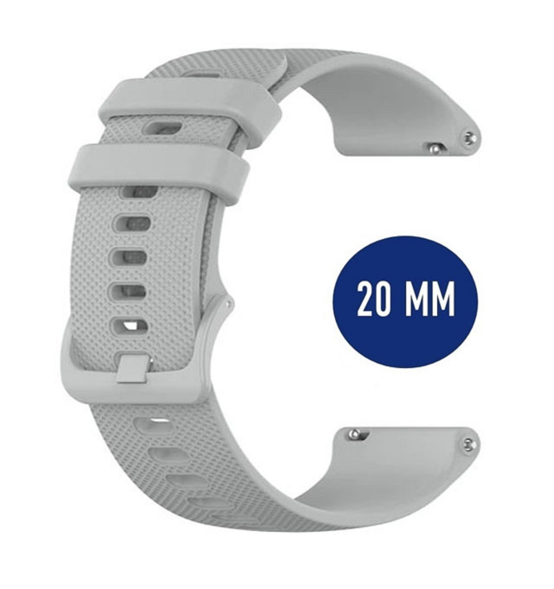Ремешок силиконовый 20мм серый для умных часов Garmin Venu S/Move Luxe/3/Style/645Music/HR Sport Version