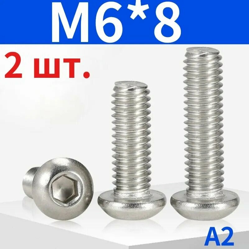 Винт M6 x 6 x 8 мм, головка: Круглая, 2 шт.