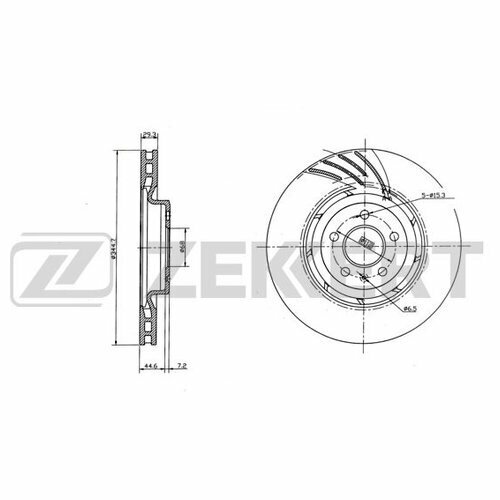 Диск тормозной передний ZEKKERT BS6277 для Audi A4 (2007-2015), Audi A5 (2007-2017), Audi Q5 (2008-н. в.)