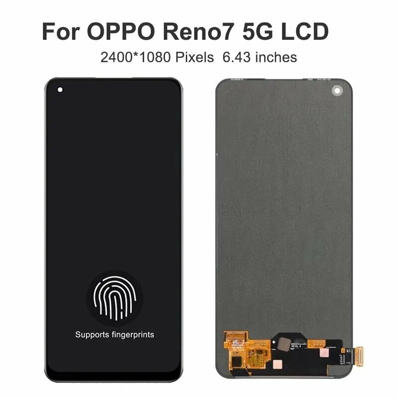 6,43-дюймовый AMOLED-дисплей для Oppo Reno7 5G, OPPO Reno 7 5G, CPH2371, сенсорный ЖК-дисплей, панель управления, с функцией сканирования отпечатков пальцев.