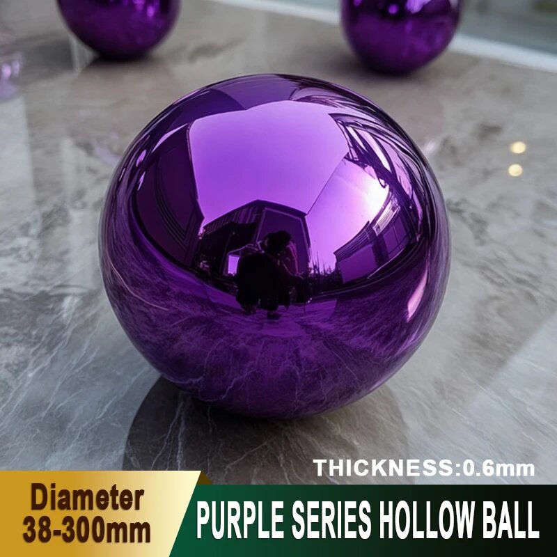 Большой фиолетовый зеркальный шар из нержавеющей стали 304 Mirror Deep Purple, 100mm-1PCS