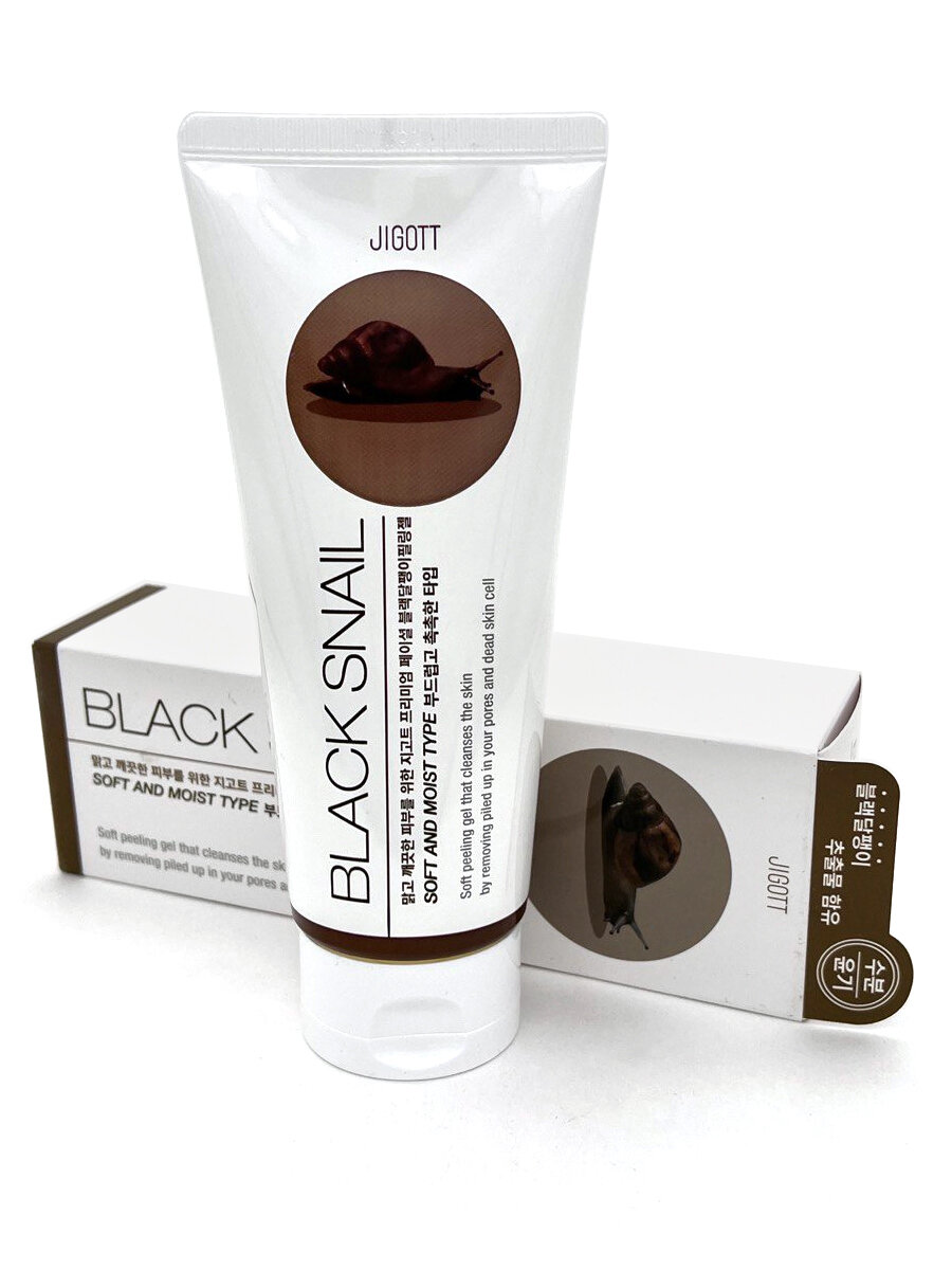 JIGOTT Гель-пилинг для лица. скатка с экстрактом улитки против черных точек Premium Facial Black Snail Peeling Gel, 180 мл