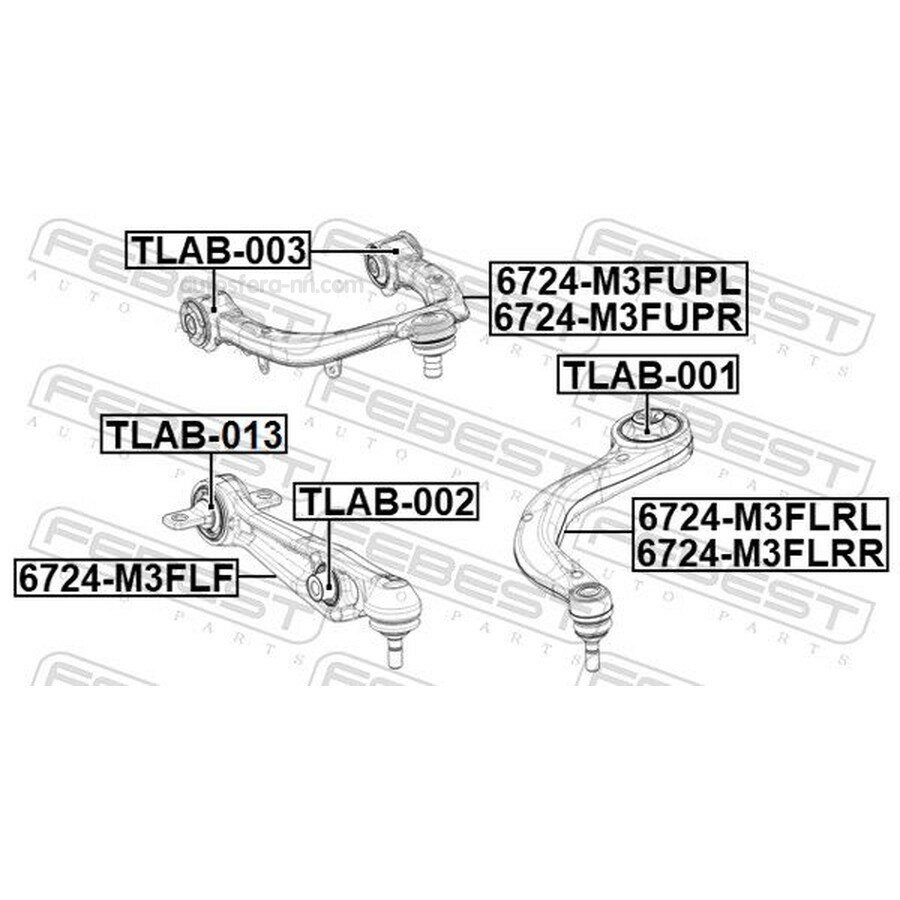 FEBEST TLAB002 сайлентблок переднего нижнего рычага TLAB-002