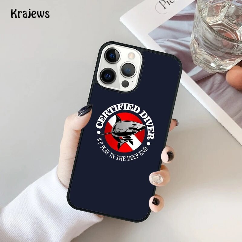 Чехол для телефона Dive Scuba Diver Shark Diving Flag для iPhone 17 Air 16 15 14 Max Plus 11 12 13 Pro Max