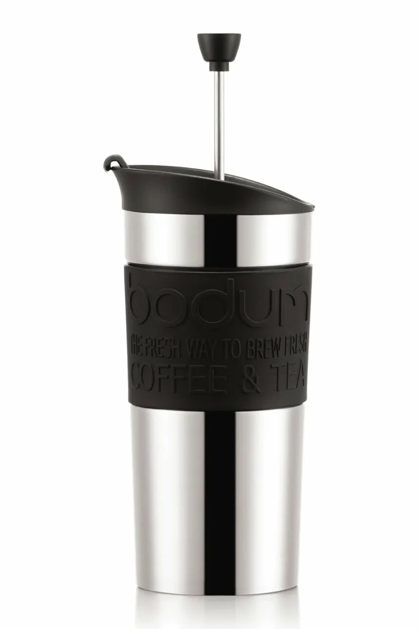 Термокружка Bodum Travel Press, объем 350 мл, размер 9х18.5 см, нержавеющая сталь - 11067-01
