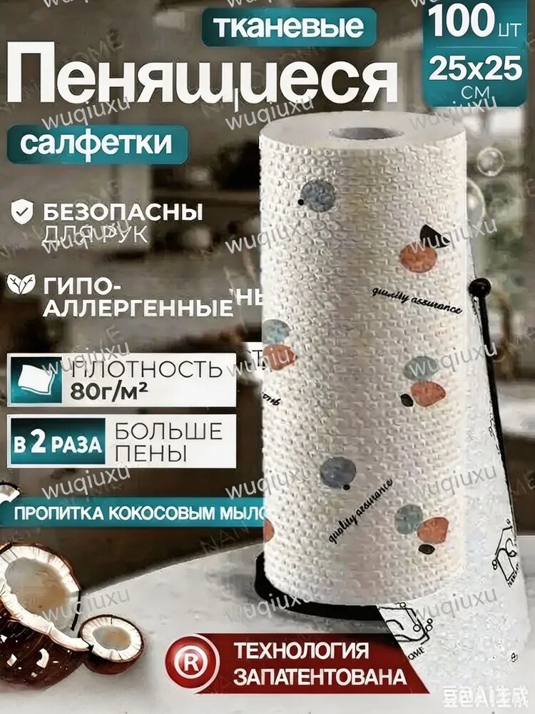 Салфетки для уборки, 25×25 см, 100 шт.