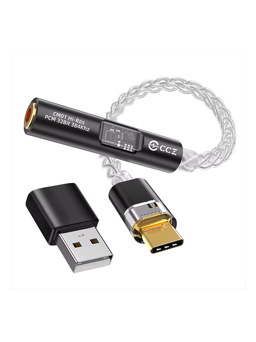 CCZ CM01 USB Type-C - 3.5 мм, черный, портативный усилитель для наушников и ЦАП