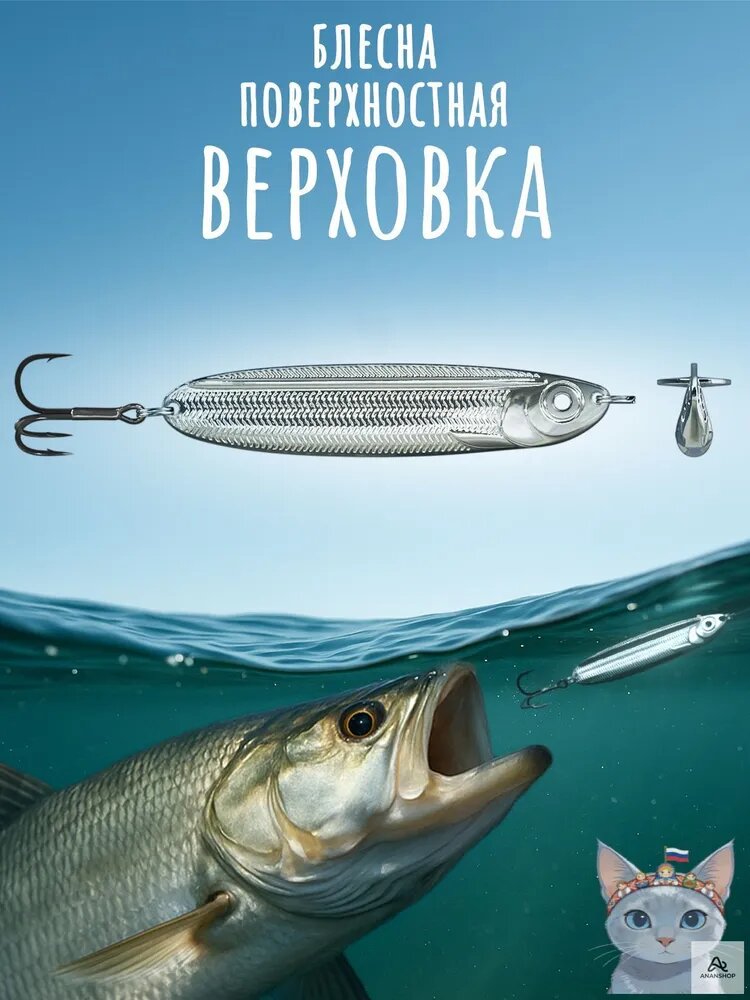Блесна на жереха верховка 16г серебро (Ишутин)