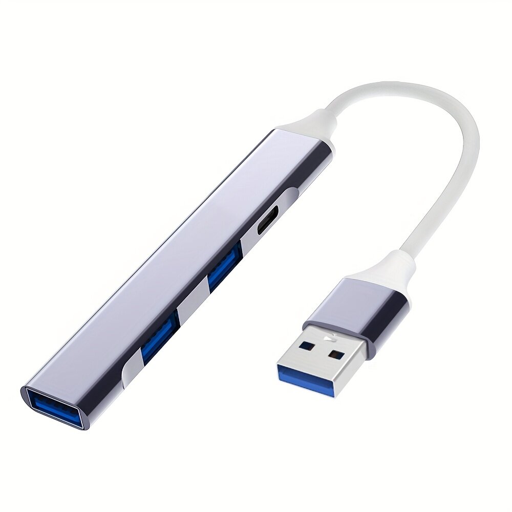 USB 3.0 Type-C хаб 4-в-1, ультратонкий адаптер с USB-C на 3 порта USB, серый