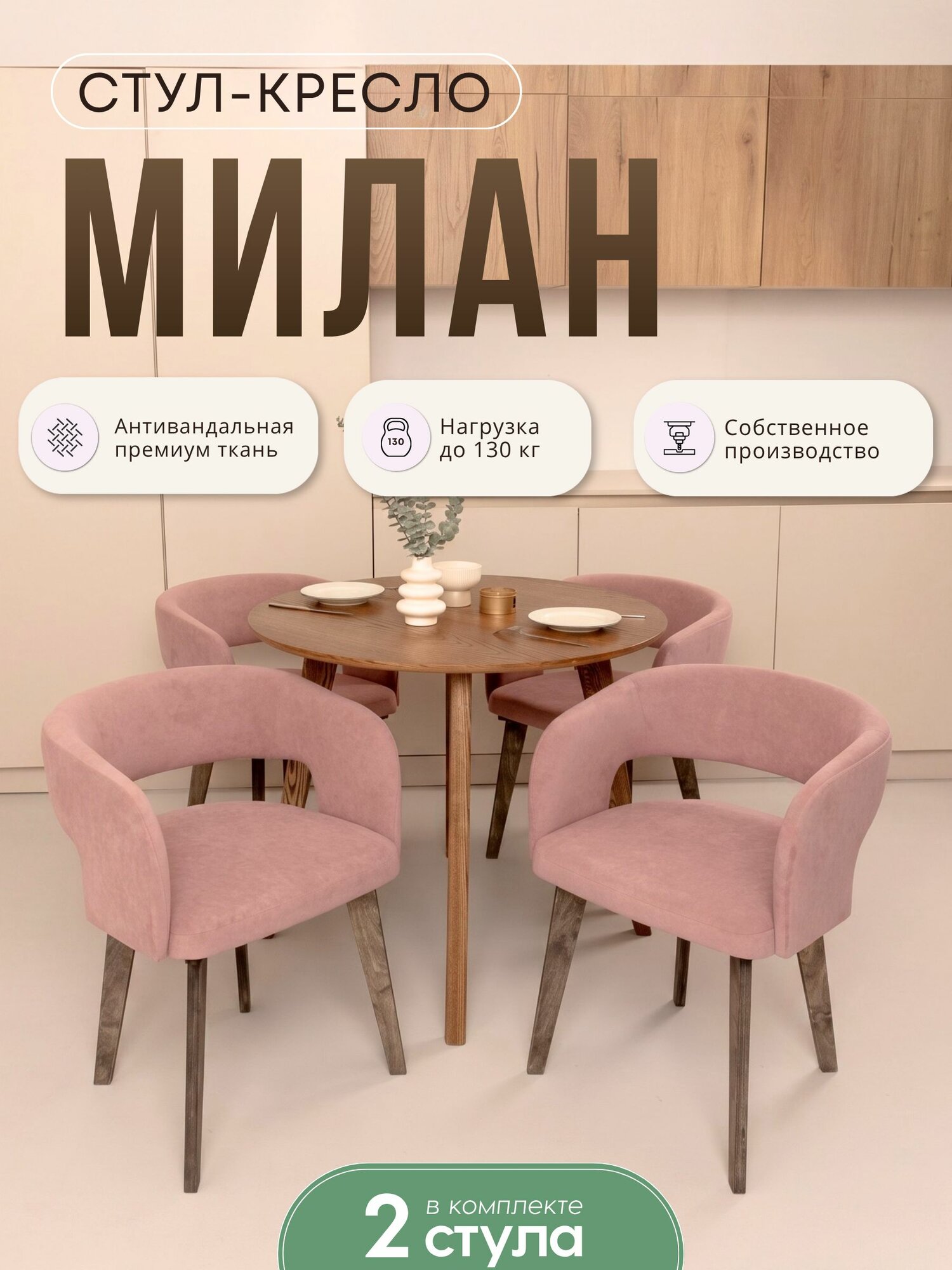 Стулья для кухни комплект 2шт мягкие со спинкой