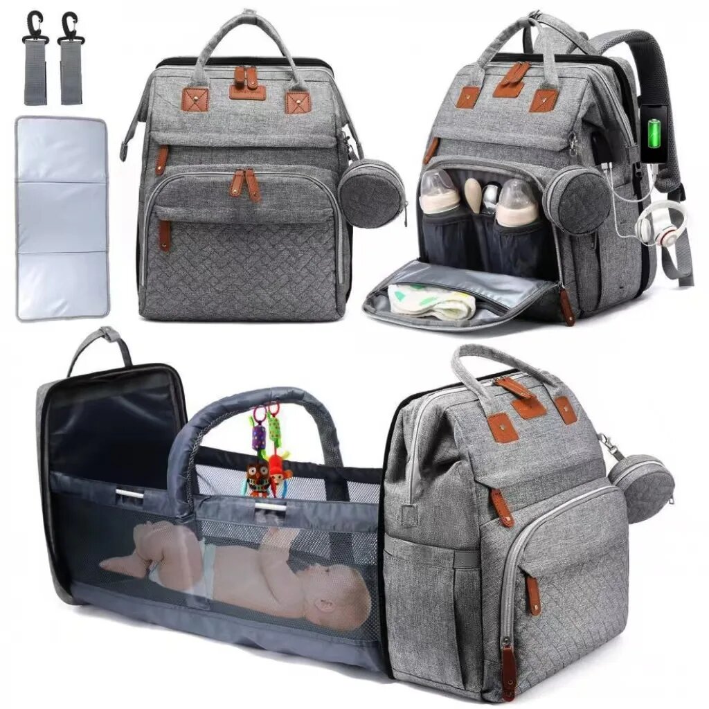 Сумка-рюкзак 3 в 1 для подгузников Серый, Dark Gray