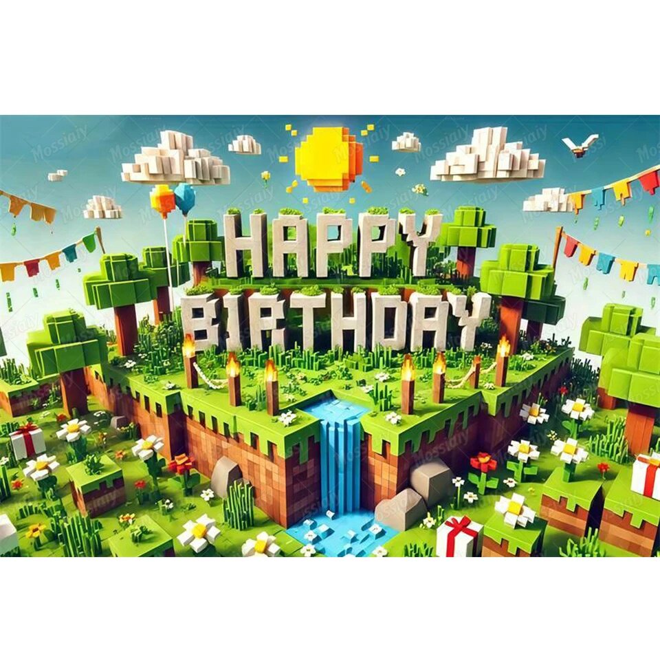 Виниловый фон для фотосессии Mossiaiy 2D пиксельная игра 220x150cm, X10937