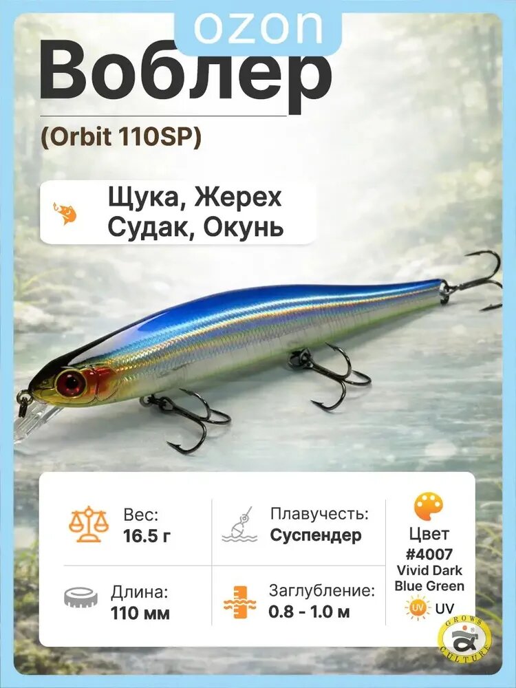 Воблер Orbit SP 110мм щука, окунь, жерех 16.5g цвет 4007