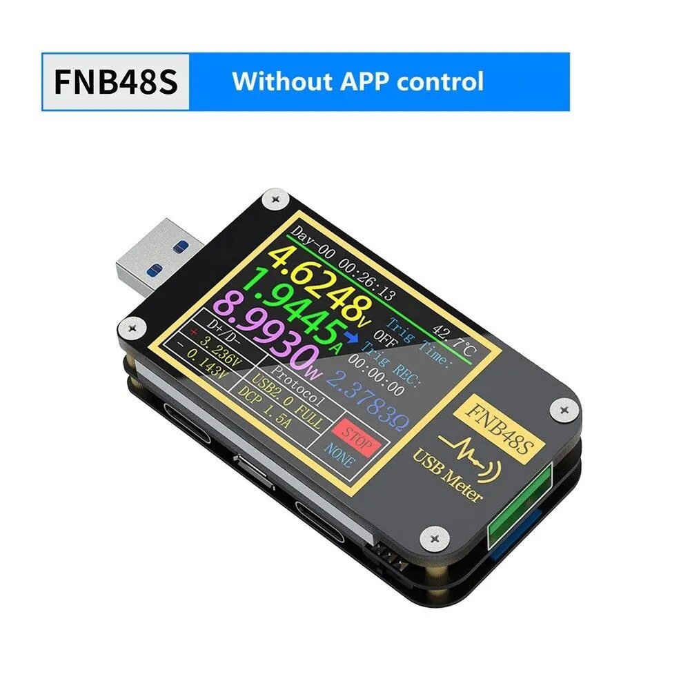 FNB48S Текущий Вольтметр USB тестер триггер для протокола быстрой зарядки QC4 + PD3.0 2.0