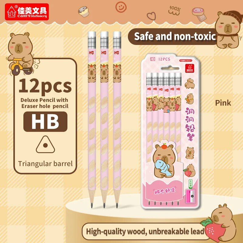 Карандаши Capybara HB 12 шт./30 шт. Коричневый, 5211 Pink