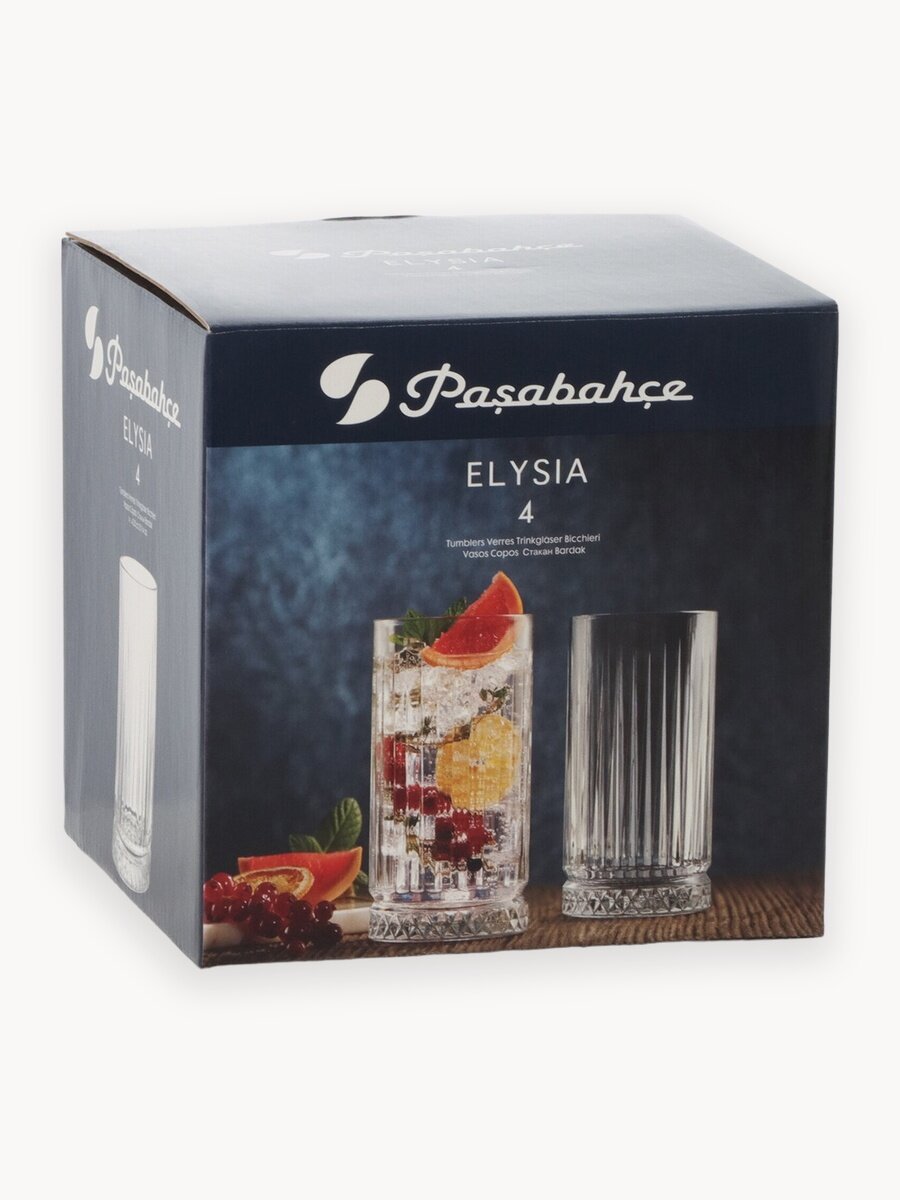 Набор стаканов Paşabahçe «Элизия», 4 шт, 450 мл, стекло, прозрачный