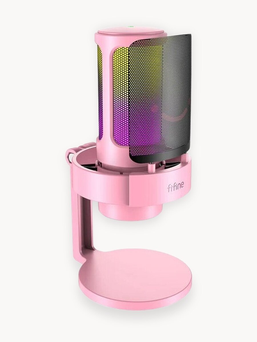 Конденсаторный USB-микрофон Fifine AmpliGame A8 с RGB-подсветкой, Pink