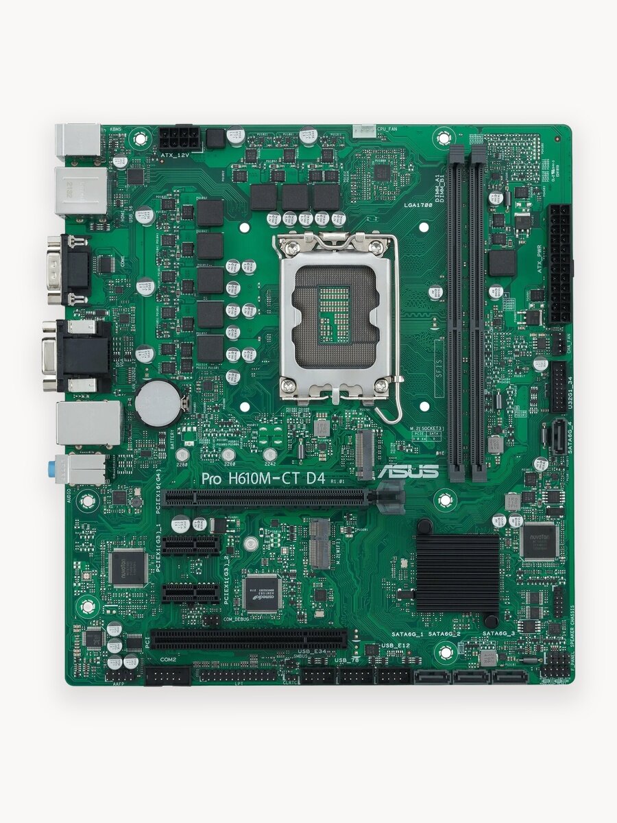 Материнская плата ASUS PRO H610M-CT D4-CSM (LGA1700/H610/2xDDR4/PCI-Ex16/2xPCI-Ex1/PCI/M.2/SB/GLAN/DP/HDMI/D-Sub/mATX)