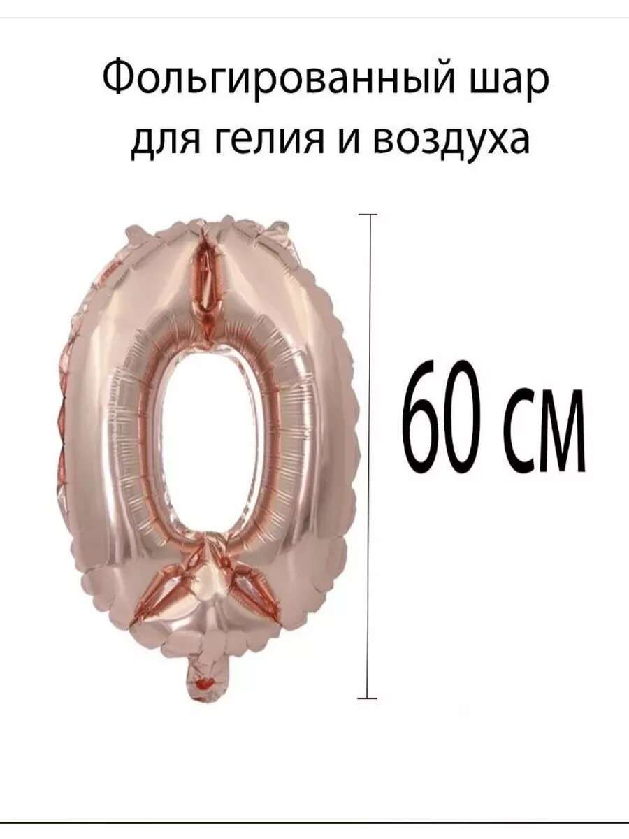 Воздушные шарики фольгированные 60 см цифра 0 — фото 1