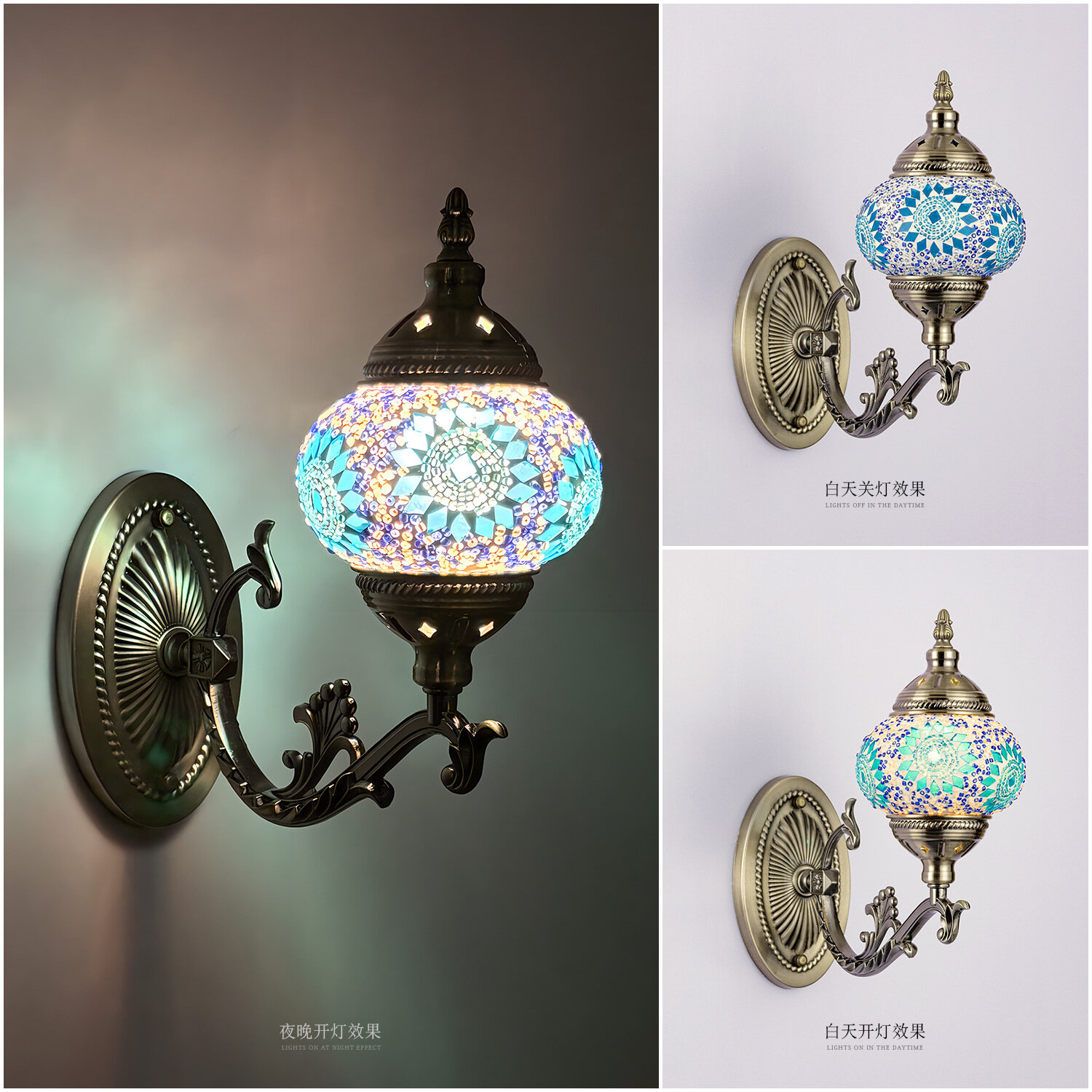 Настенный светильник из мозаичного стекла ручной работы, Бра, E27, LED, 40 Вт
