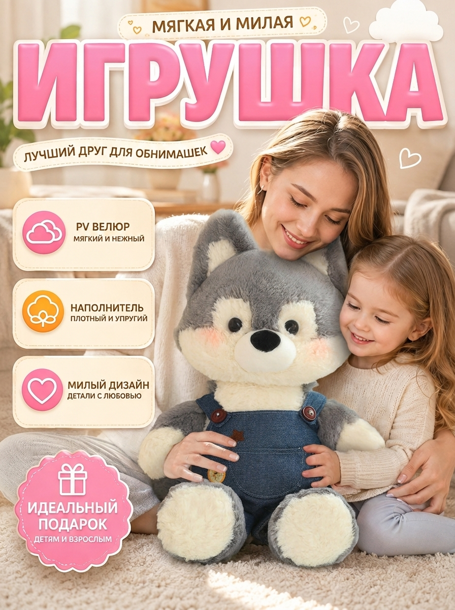 Мягкая игрушка волк и лиза серья Бег, размером около 50 см, семейная вечеринка, подарок для детей и взрослыхх,50,