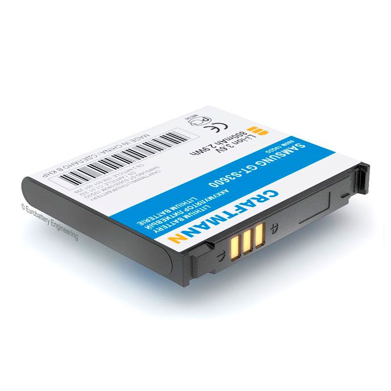 Стандартный аккумулятор Craftmann 800mAh для телефона Samsung GT-C3310/S3600/S3600i/S5520/SGH-G400/G600 (AB533640AE)