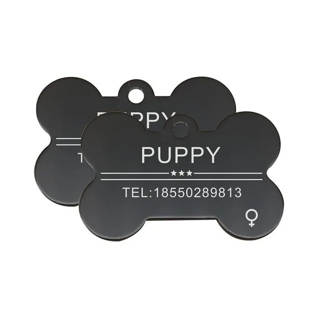 Черные бирки для собак и кошек Puppy, 2 шт.