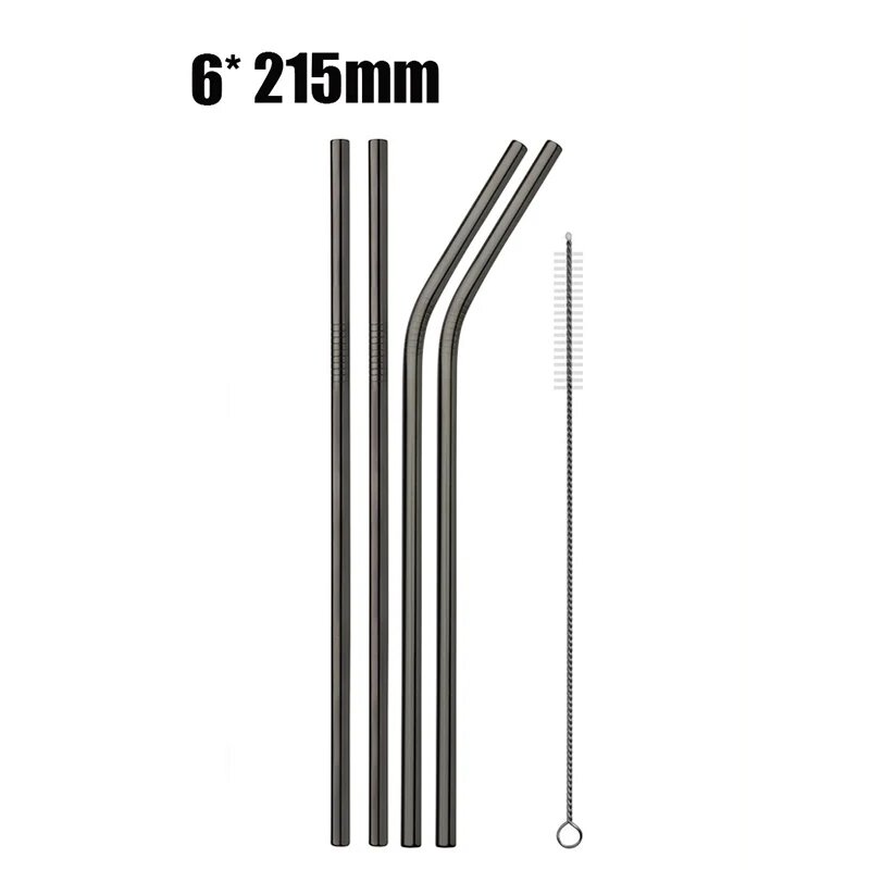 Металлические трубочки из нержавеющей стали 304 для бара Серый, 4Pcs Black
