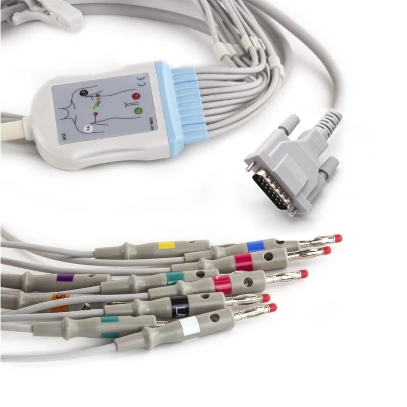 Кабель ЭКГ Schiller Plus, 10 отведений, Голубой, Banana Ends